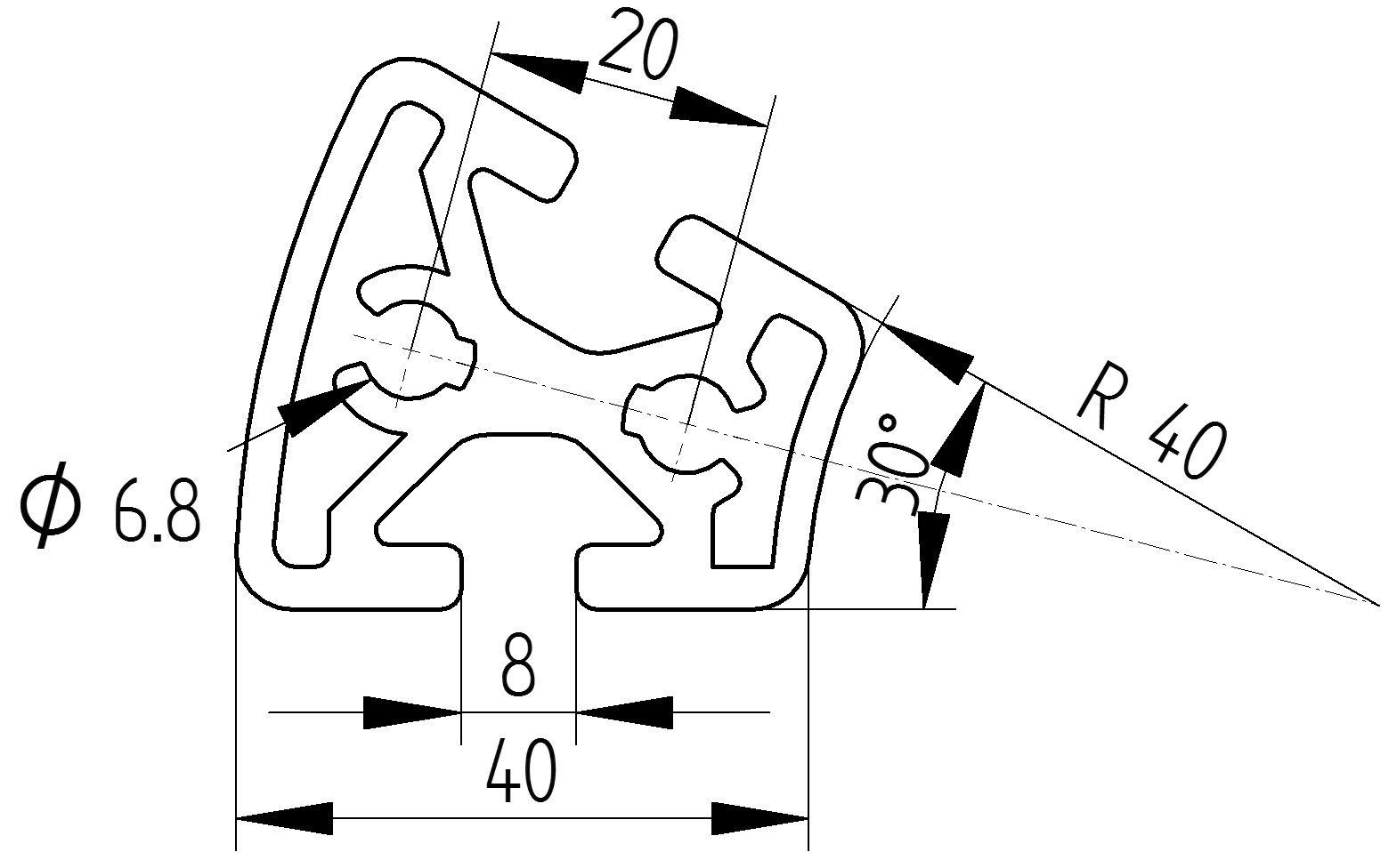 Profil 8 Radius 40/80-30° – Ratiotechnik Heinz Karls GmbH